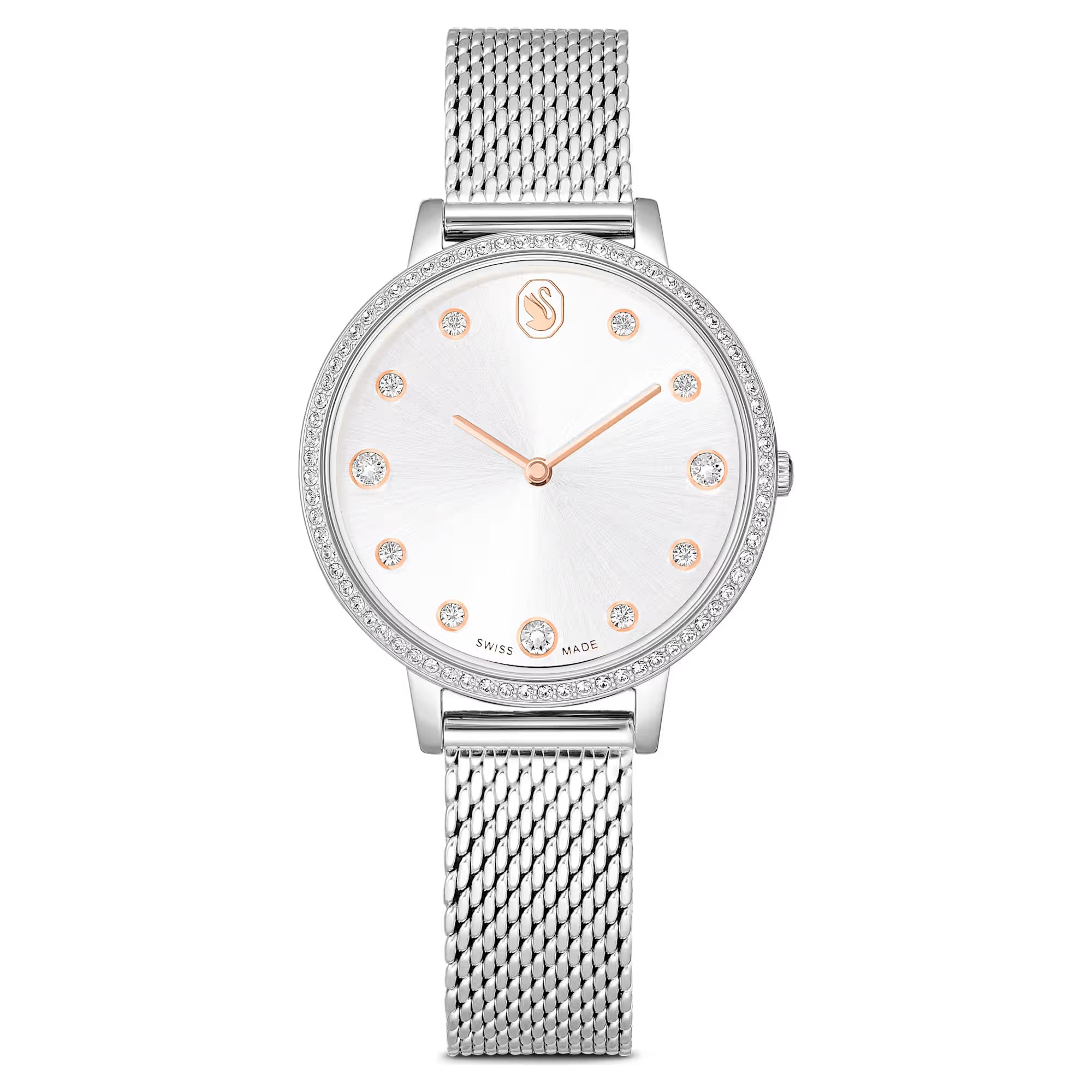 Clarica watch, Swiss Made, Metal bracelet, Silver tone, Stainless stee ...