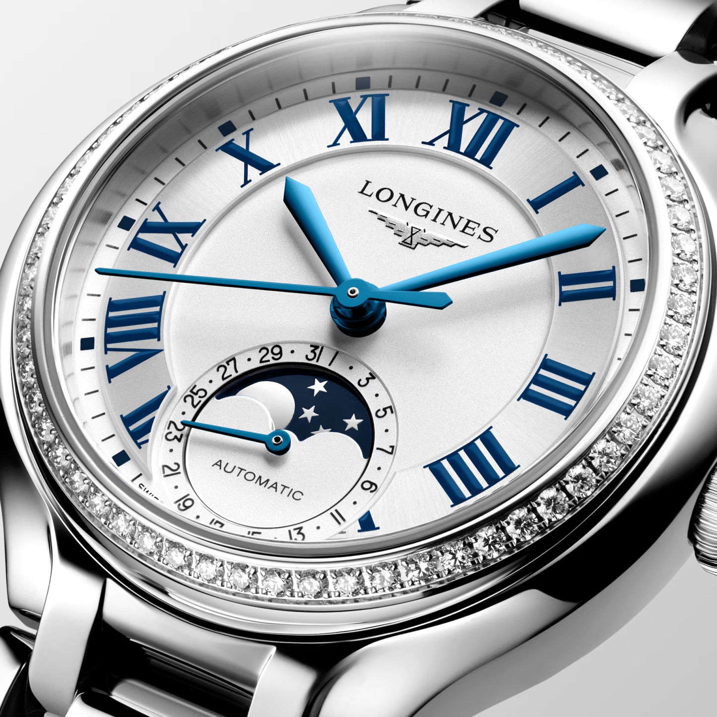 PrimaLuna Moonphase 34mm Ladies Automatic Stainless Steel Watch ...